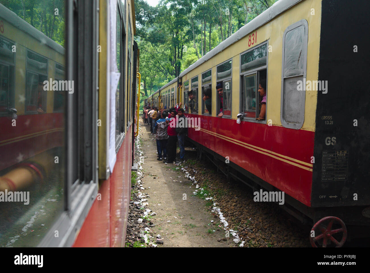 The narrow "toy train" (small, narrow-gauge train) that slowly climbs ...