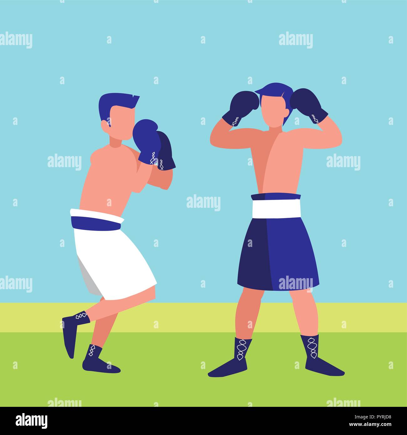 boxers fighting avatars characters vector illustration design Stock ...