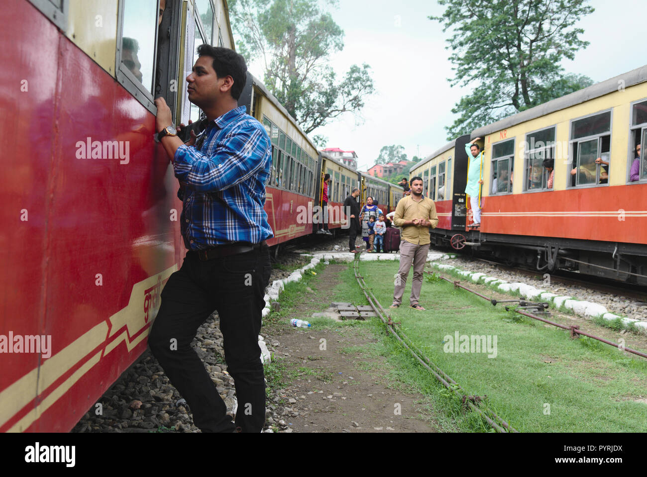 The narrow "toy train" (small, narrow-gauge train) that slowly climbs ...