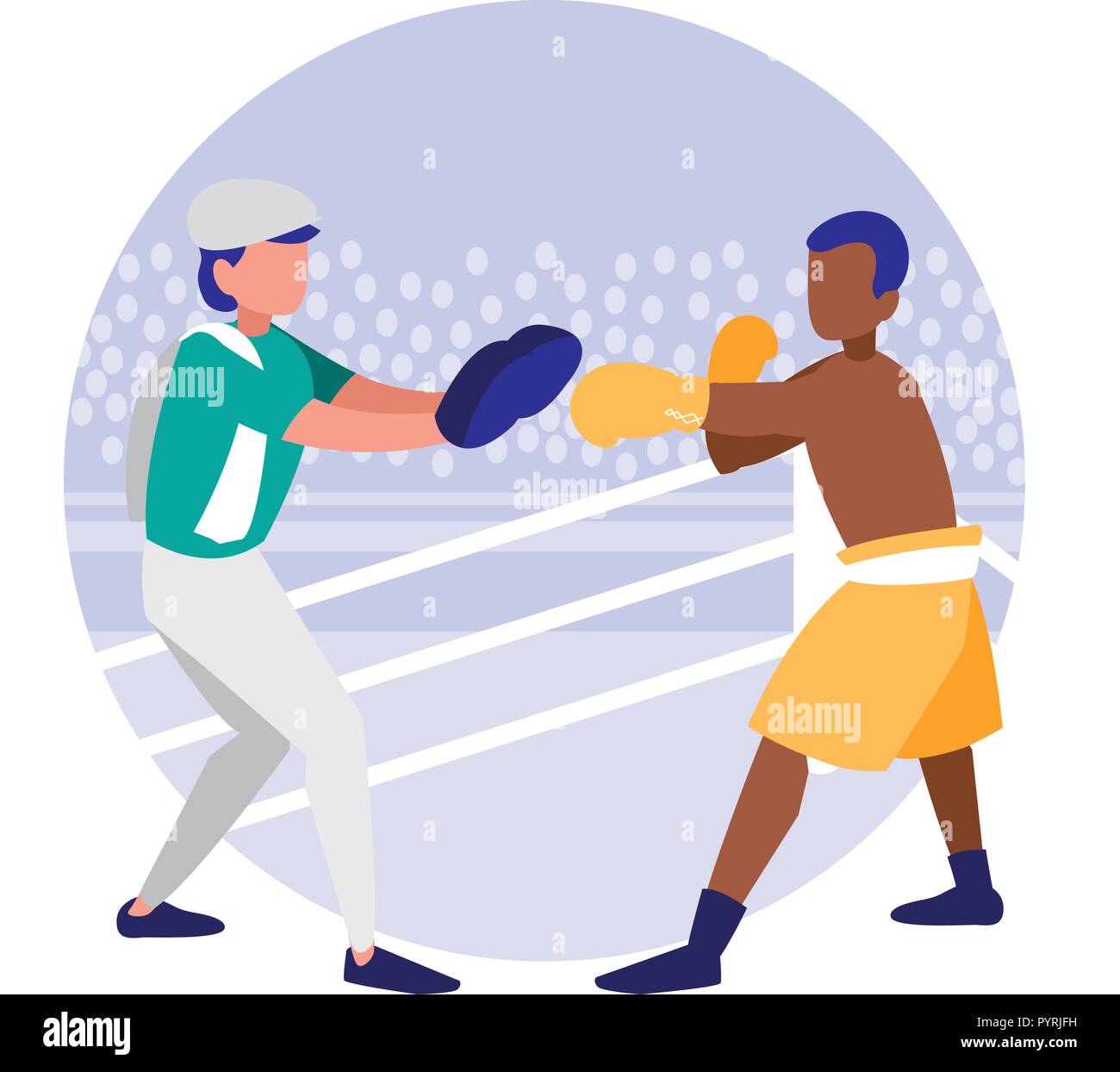 boxer and sparring training avatars characters vector illustration ...