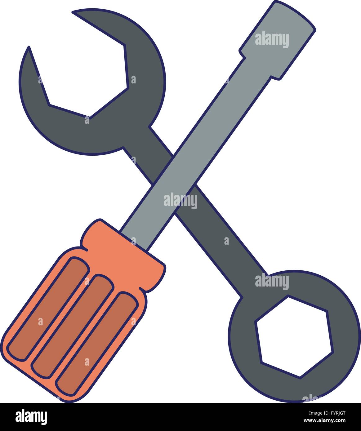 Wrench and screwdriver crossed symbol vector illustration graphic ...