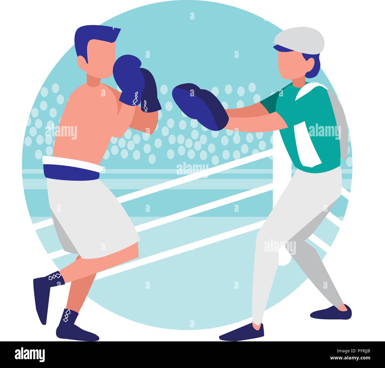 boxer and sparring training avatars characters vector illustration ...