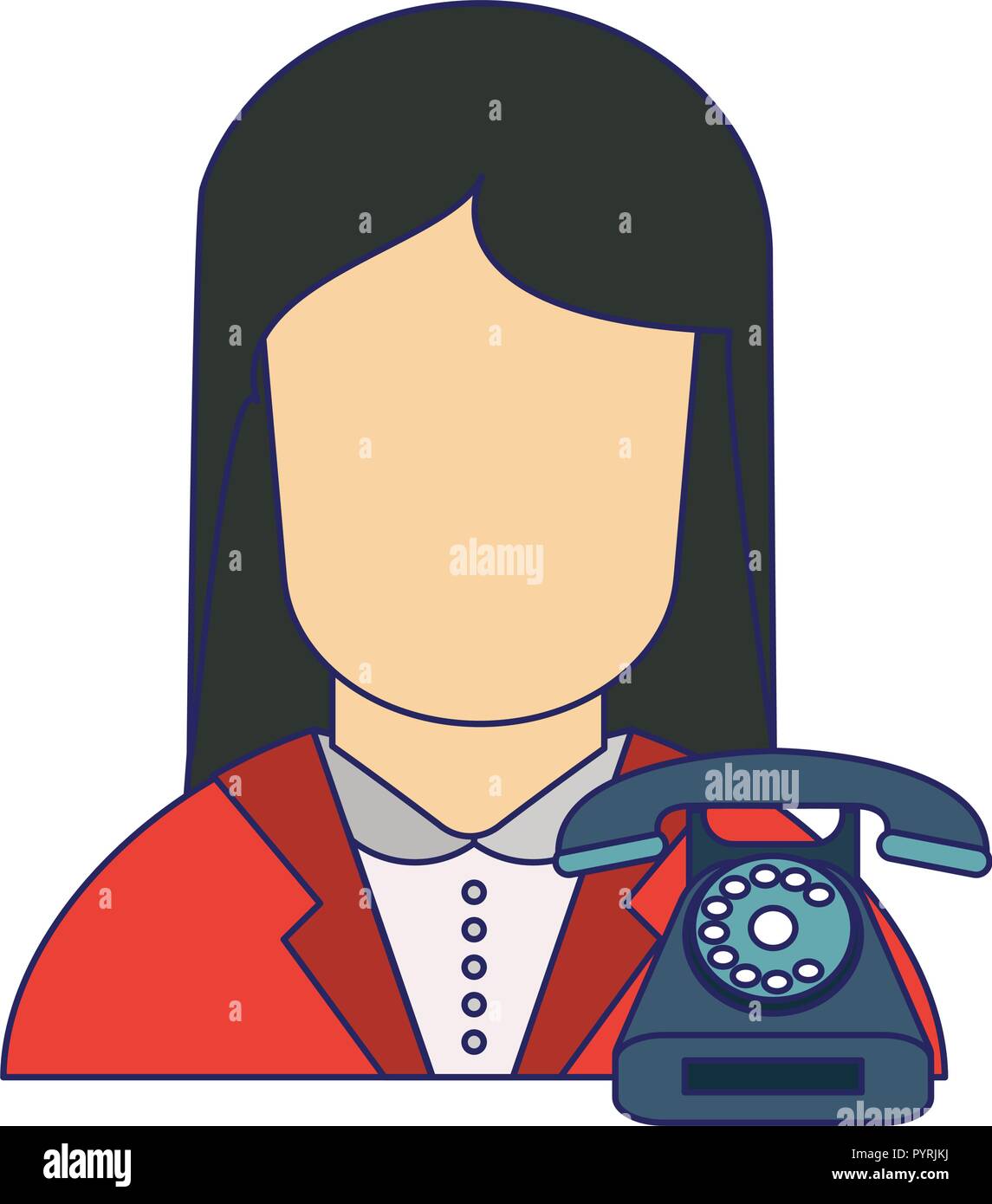 Call center woman avatar with telephone vector illustration graphic ...