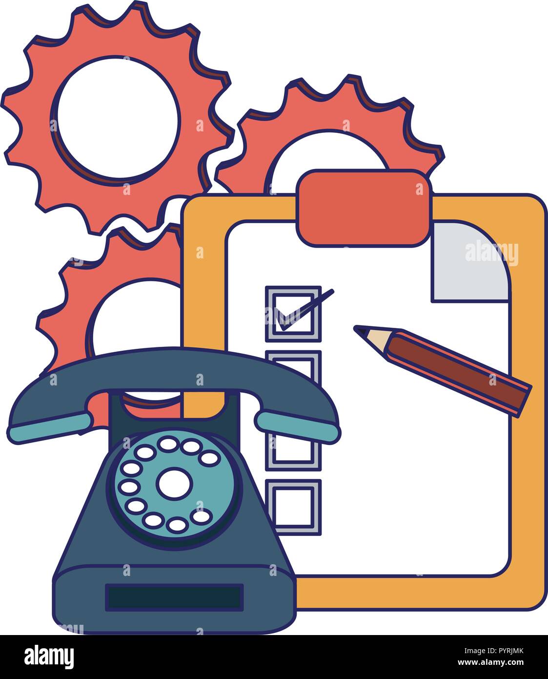 Tasks on clipboard and telephone vector illustration graphic design ...