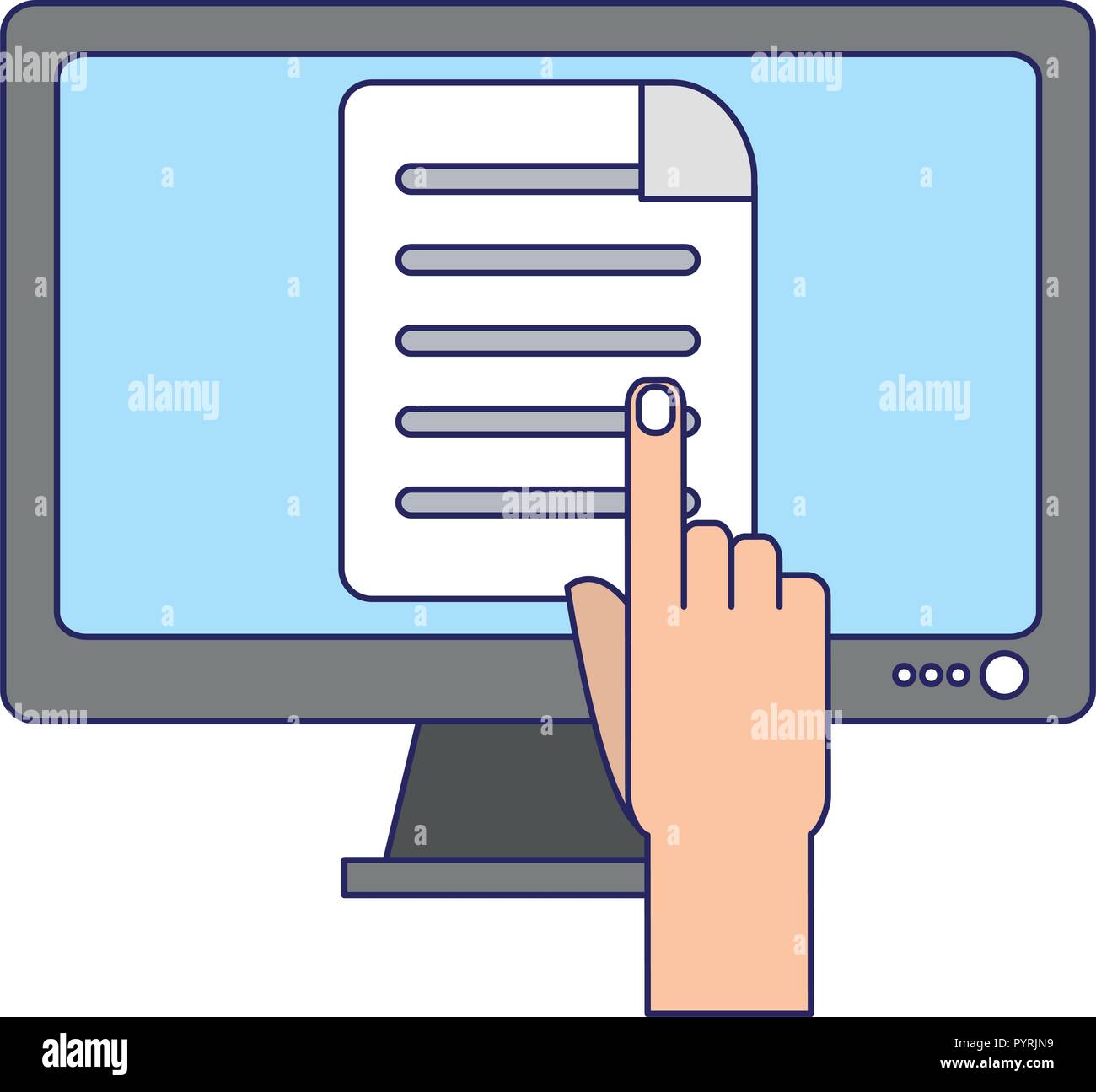 Hand pointing computer screen vector illustration graphic design Stock Vector Image & Art - Alamy