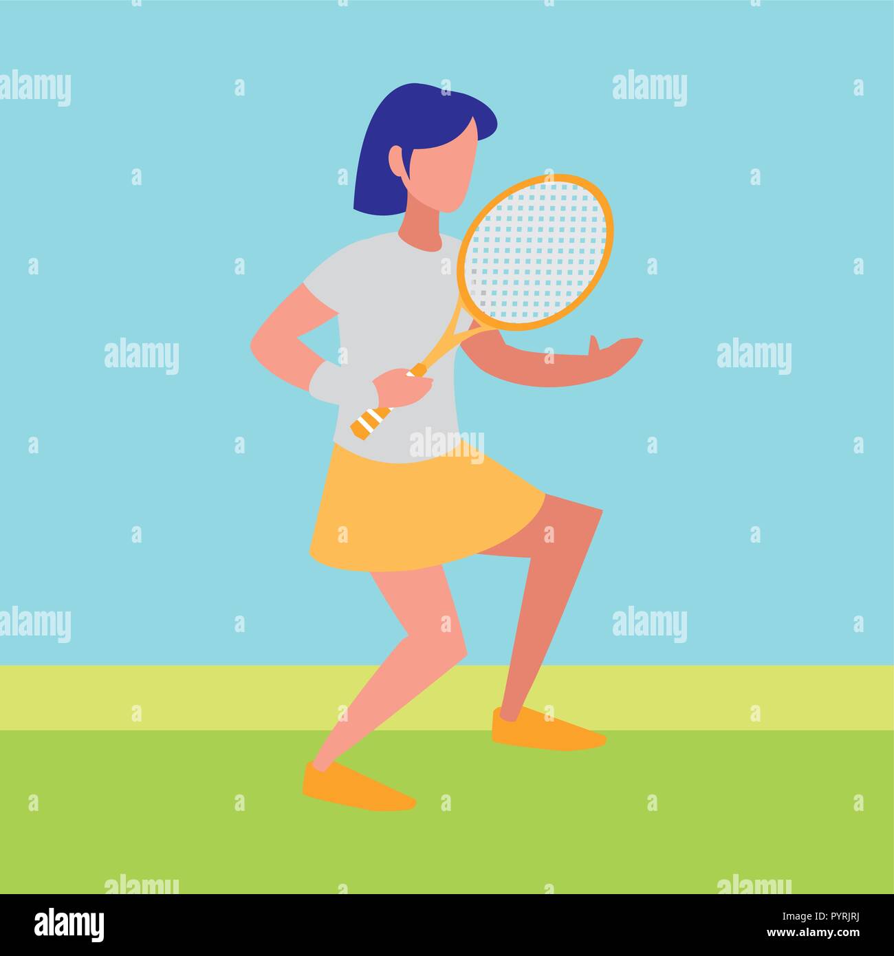 young woman playing tennis vector illustration design Stock Vector ...