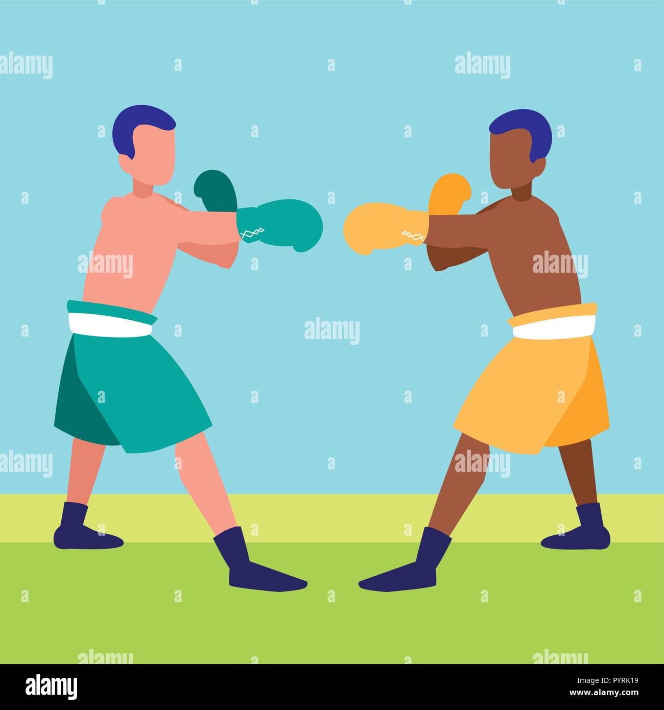 boxers fighting avatars characters vector illustration design Stock ...
