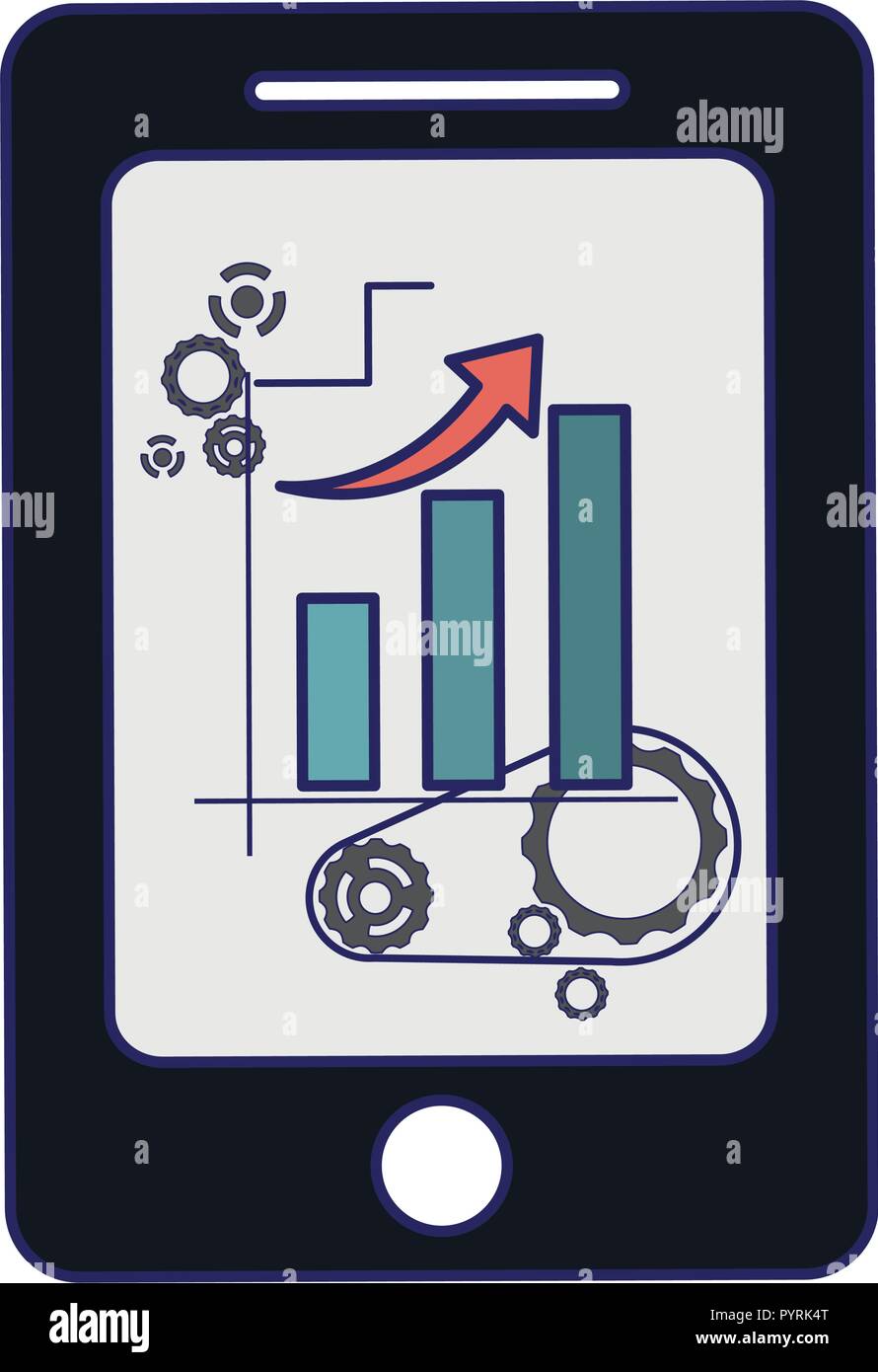 Smartphone with statistics graphs vector illustration graphic design ...