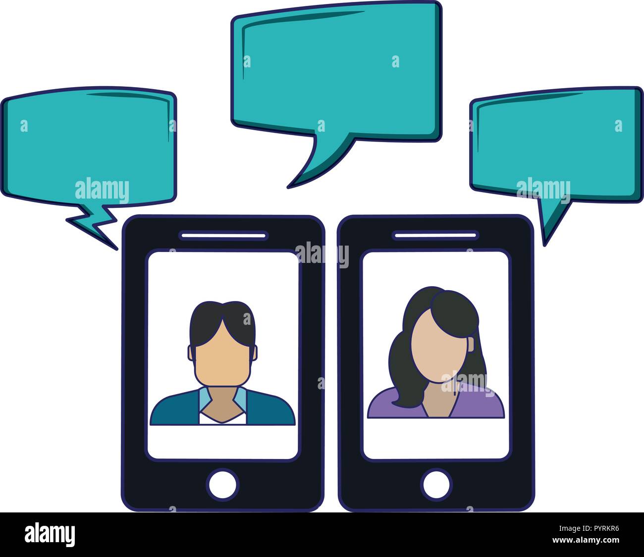 Smartphones chats with bubbles vector illustration graphic design Stock ...