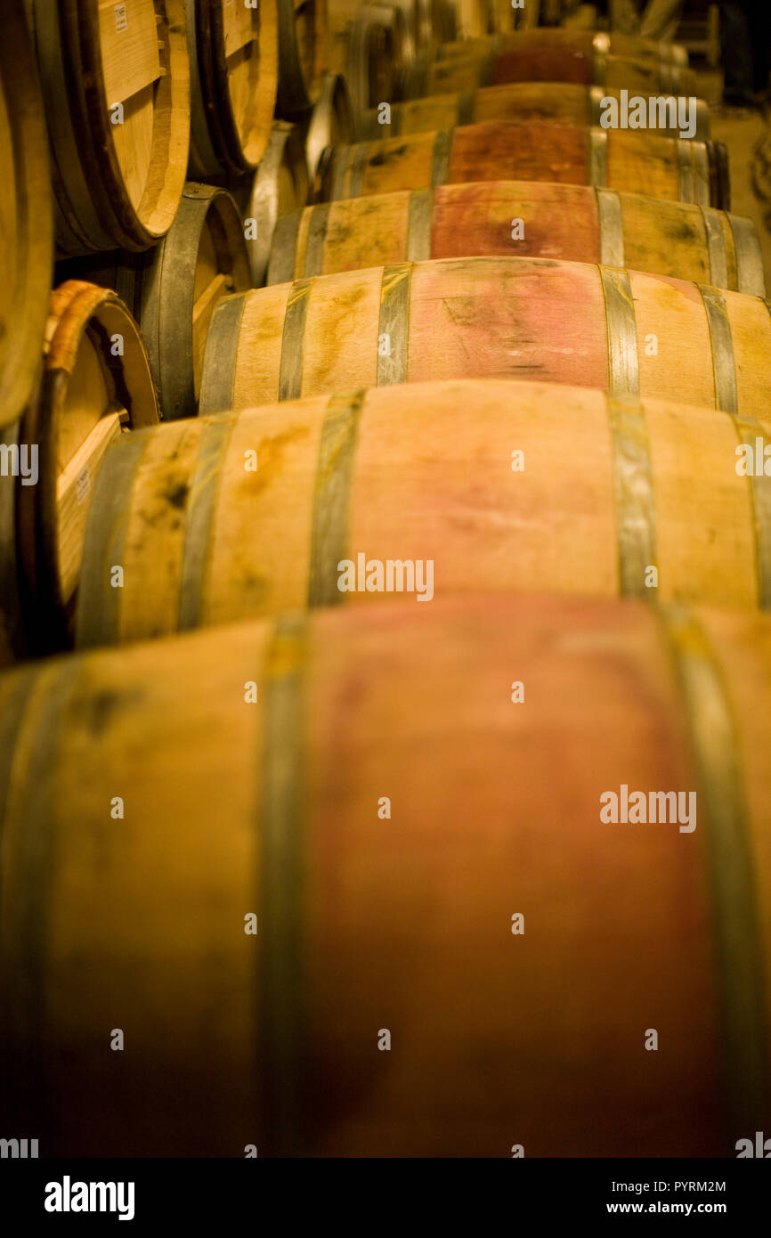 Group of wooden wine barrels Stock Photo - Alamy