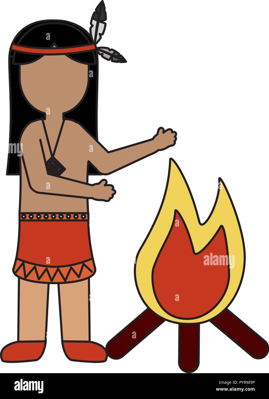 native american character bonfire Stock Vector Image & Art - Alamy