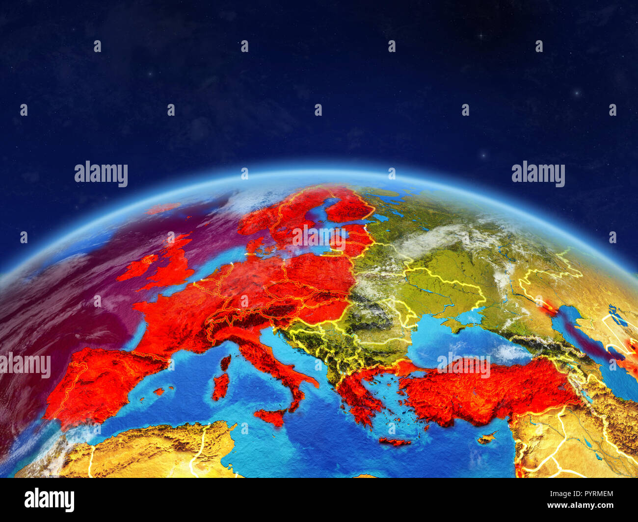 OECD European members on planet Earth with country borders and highly ...