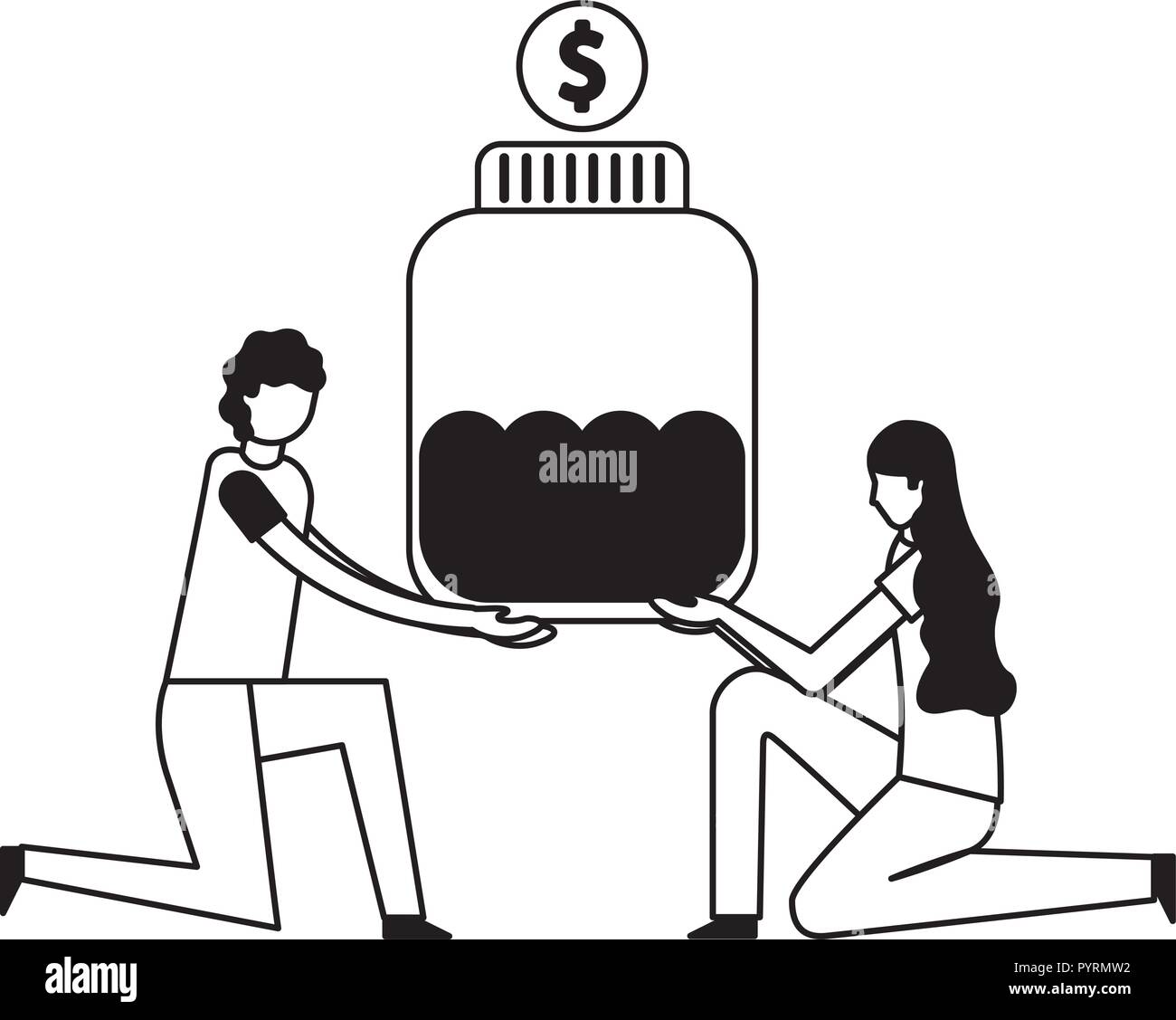 Volunteers help woman man Stock Vector Images - Alamy