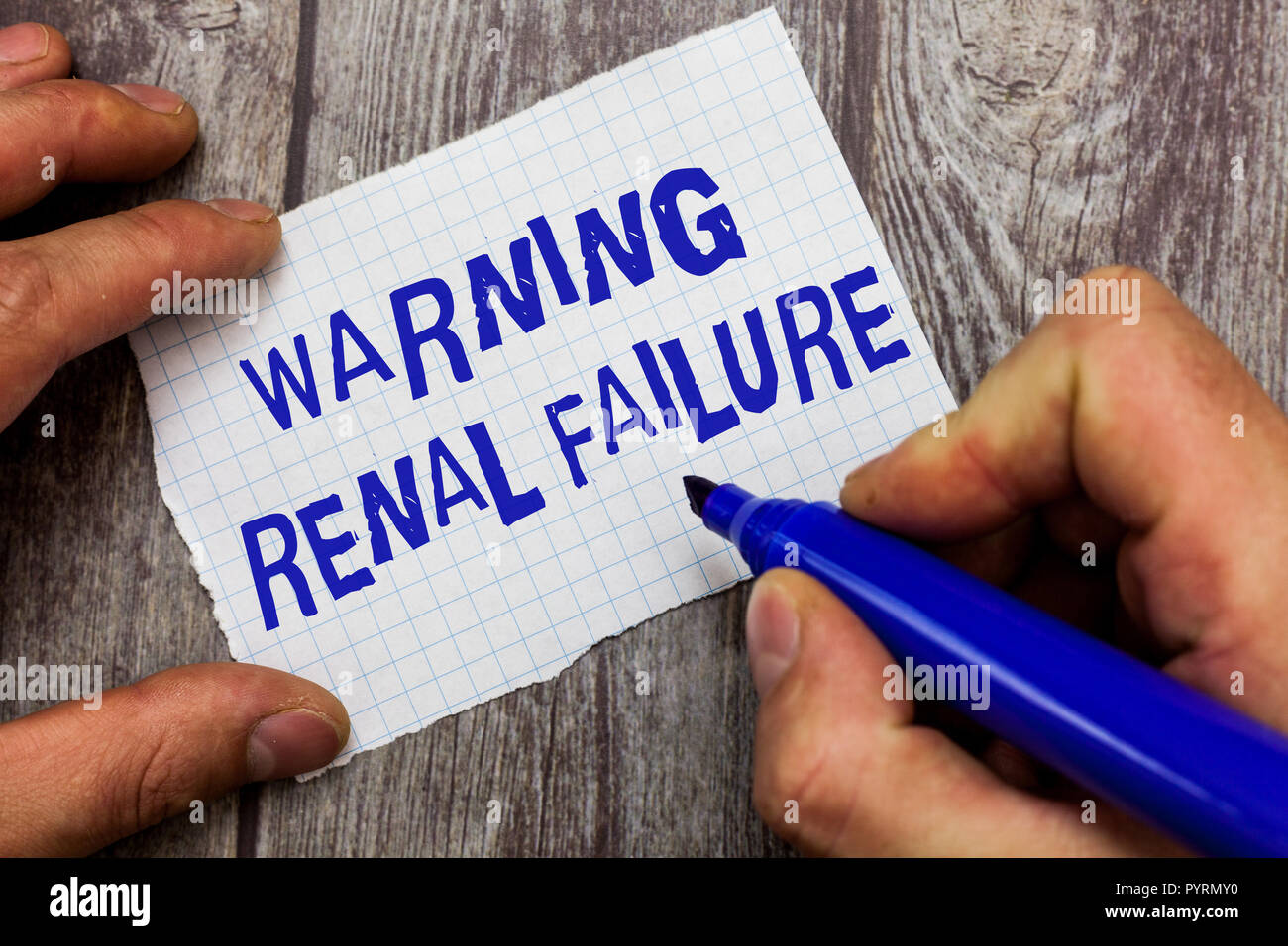 Handwriting text writing Warning Renal Failure. Concept meaning stop ... Handwriting text writing Warning Renal Failure. Concept meaning stop ...