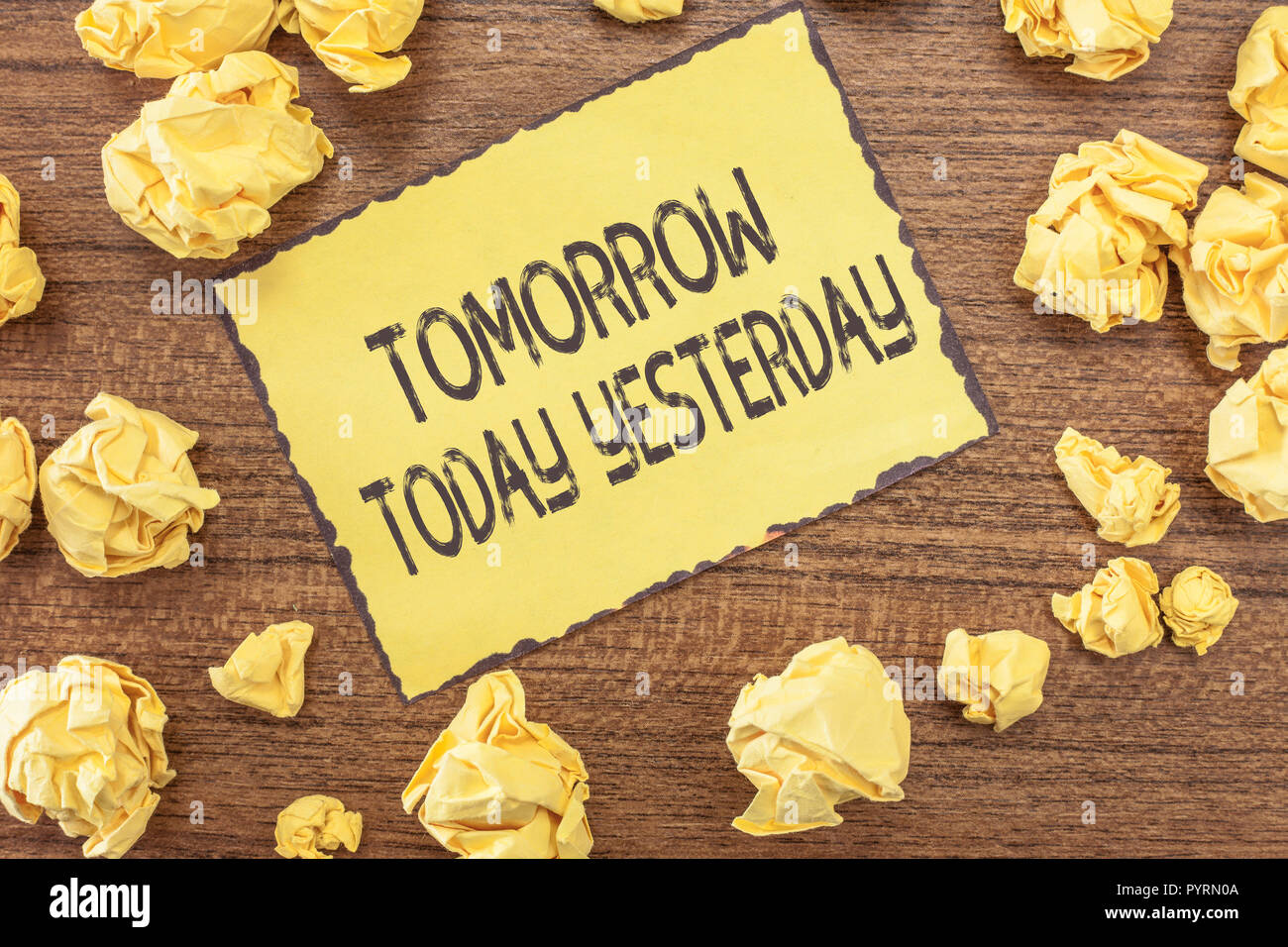 Text sign showing Tomorrow Today Yesterday. Conceptual photo Adverbs of ...