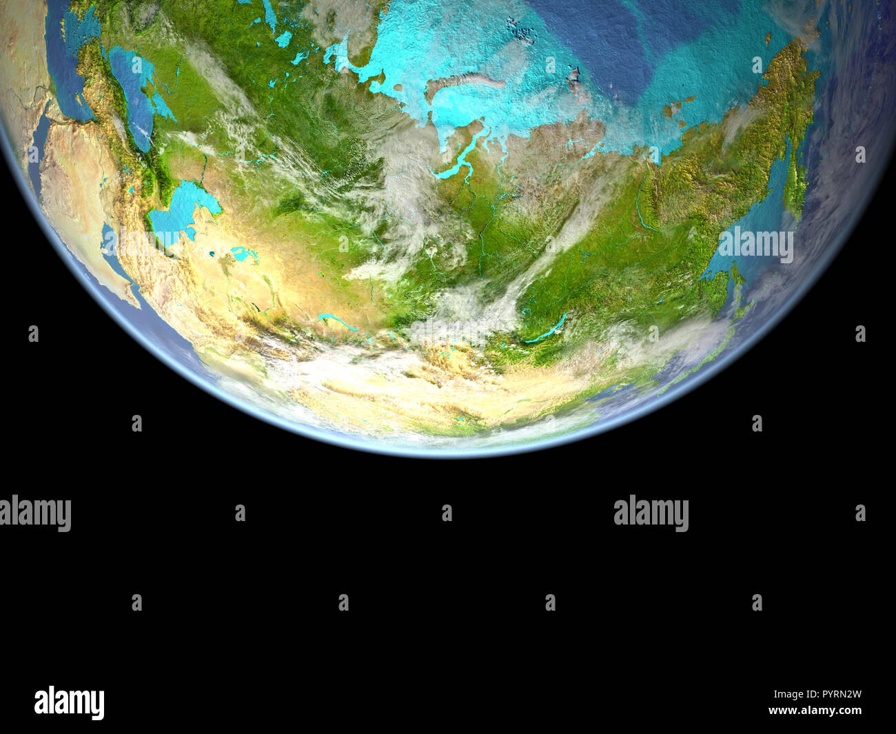 Asia from space. Very high detail of Earth surface with visible ...