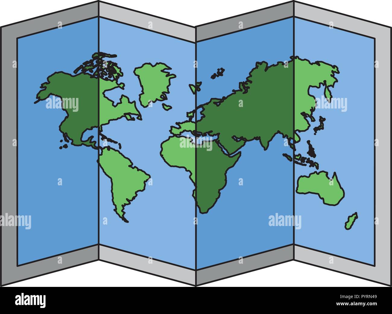 folded map world on white background Stock Vector Image & Art - Alamy