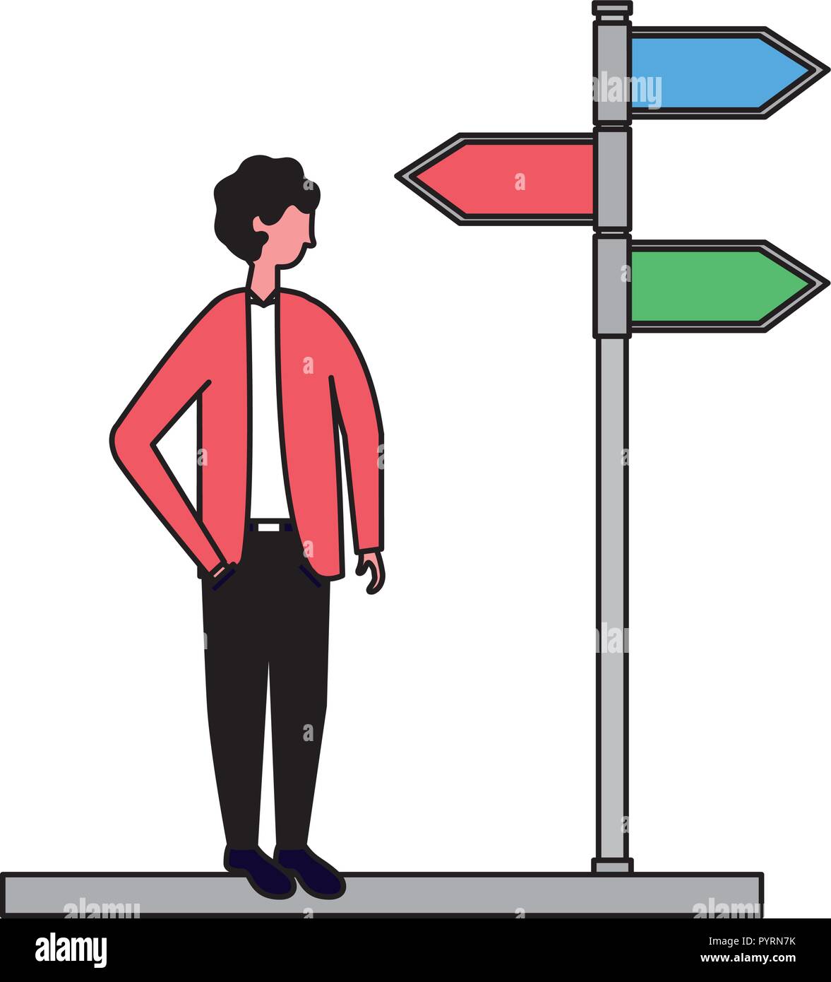 man standing with location arrows Stock Vector Image & Art - Alamy