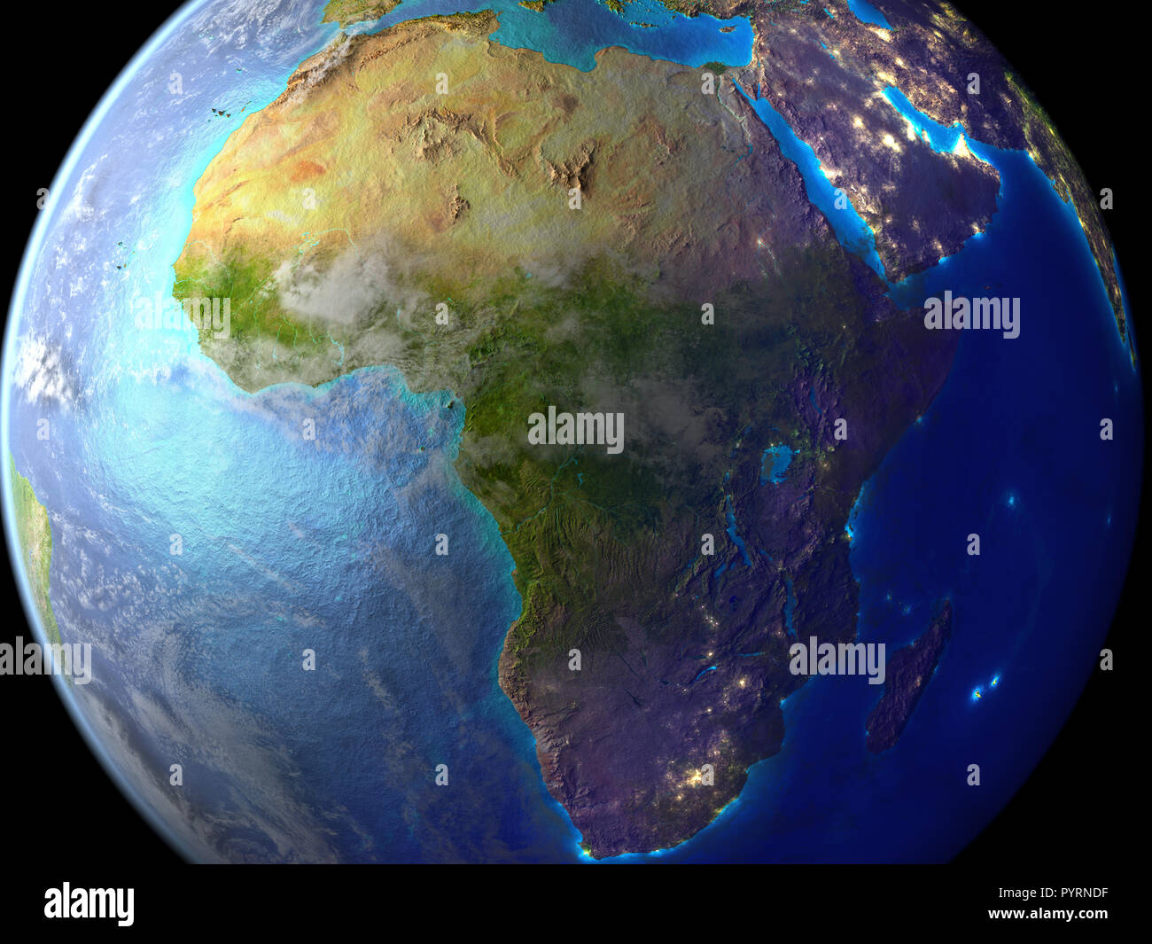 Africa on Earth as seen from space. 3D illustration. Elements of this ...