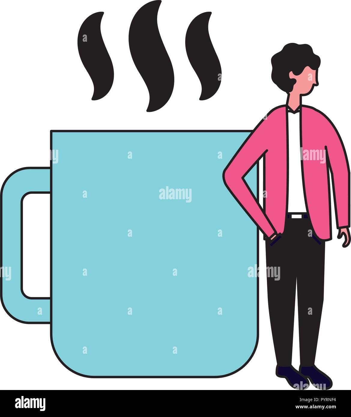 Big cup of coffee at work Stock Vector Images - Alamy