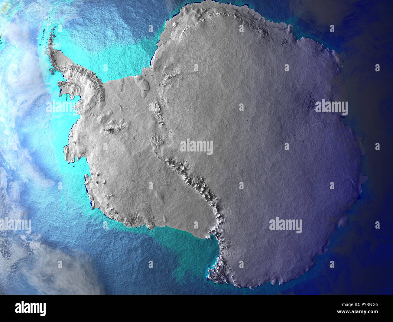 Antarctica on Earth as seen from space. 3D illustration. Elements of ...
