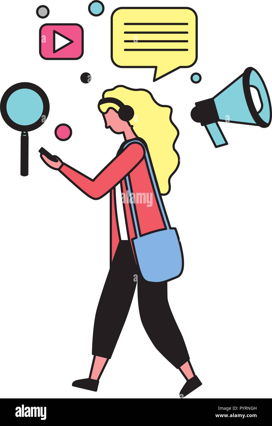 woman with social media icons Stock Vector Image & Art - Alamy