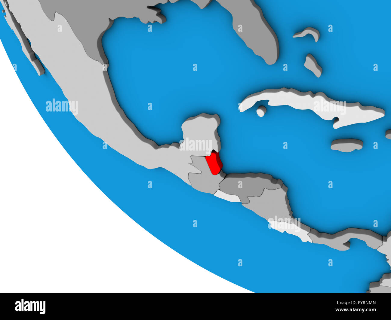 Belize on simple 3D globe. 3D illustration Stock Photo - Alamy
