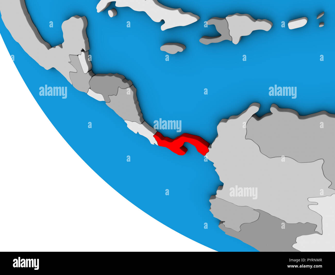 Panama on simple 3D globe. 3D illustration Stock Photo - Alamy