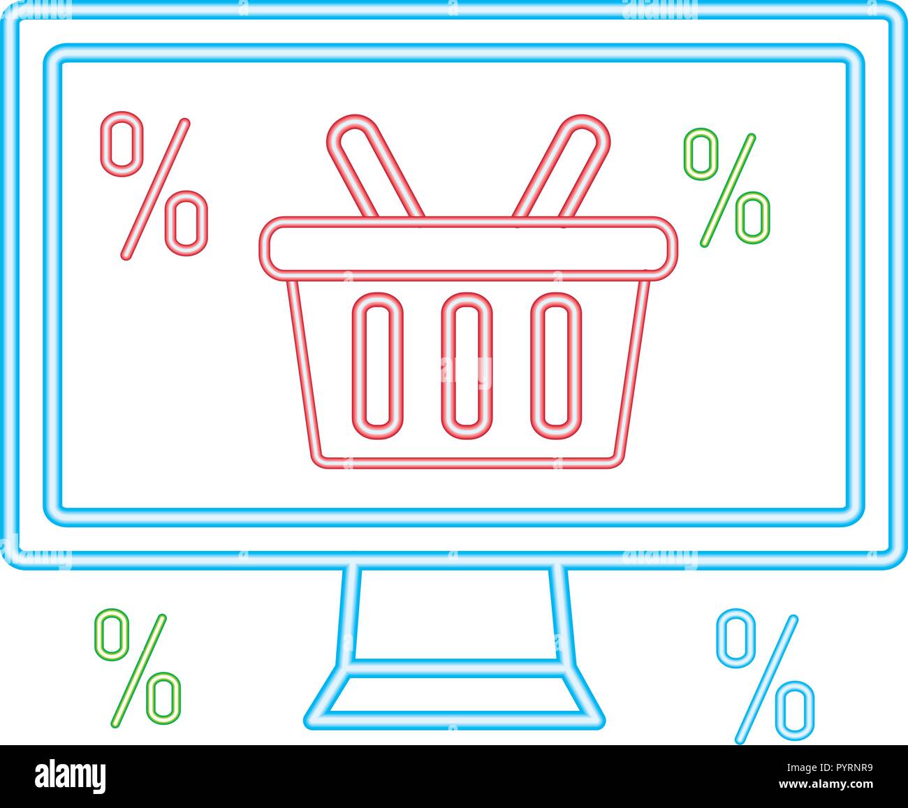 Neon shop basket icon hi-res stock photography and images - Alamy