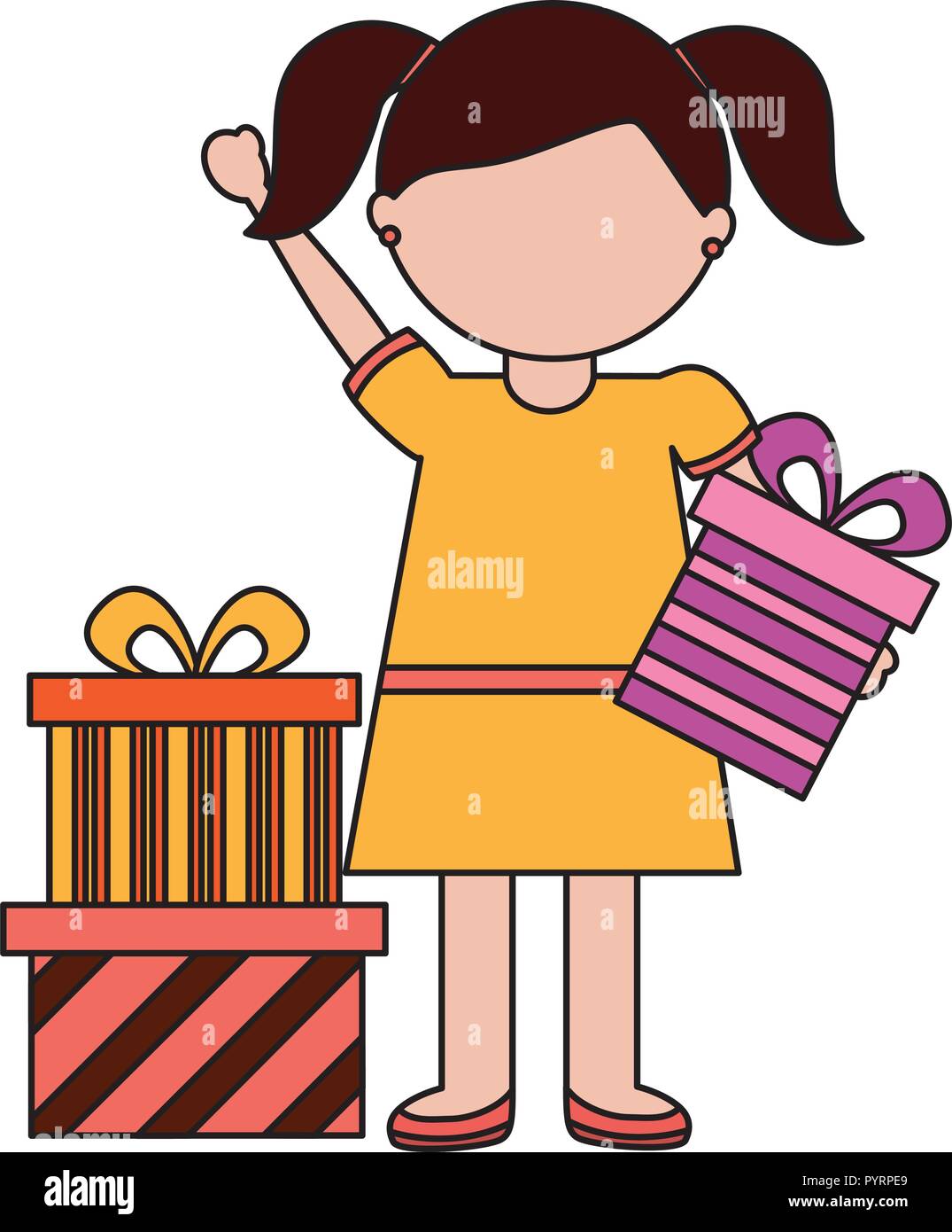 little girl holding birthday gift Stock Vector Image & Art - Alamy