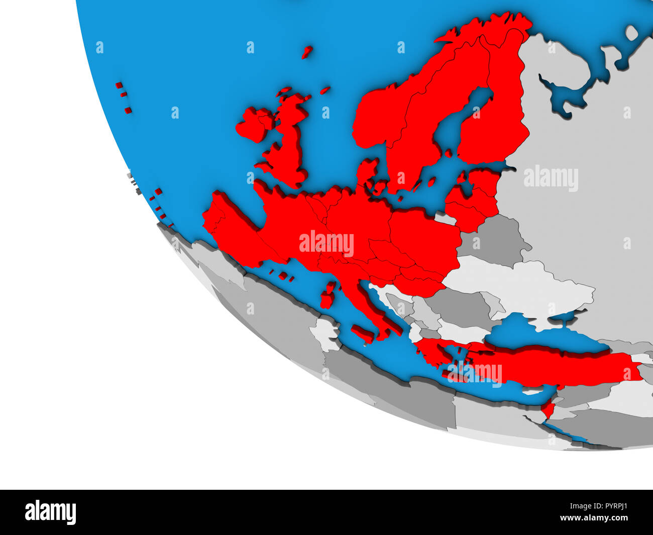 OECD European members on simple 3D globe. 3D illustration Stock Photo ...