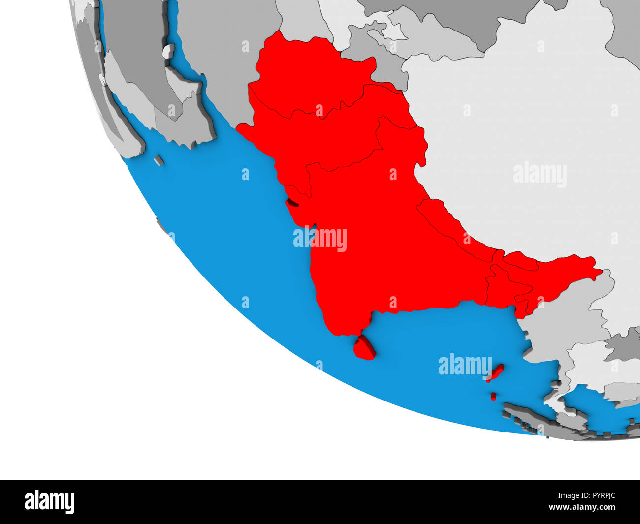 SAARC memeber states on simple 3D globe. 3D illustration Stock Photo ...