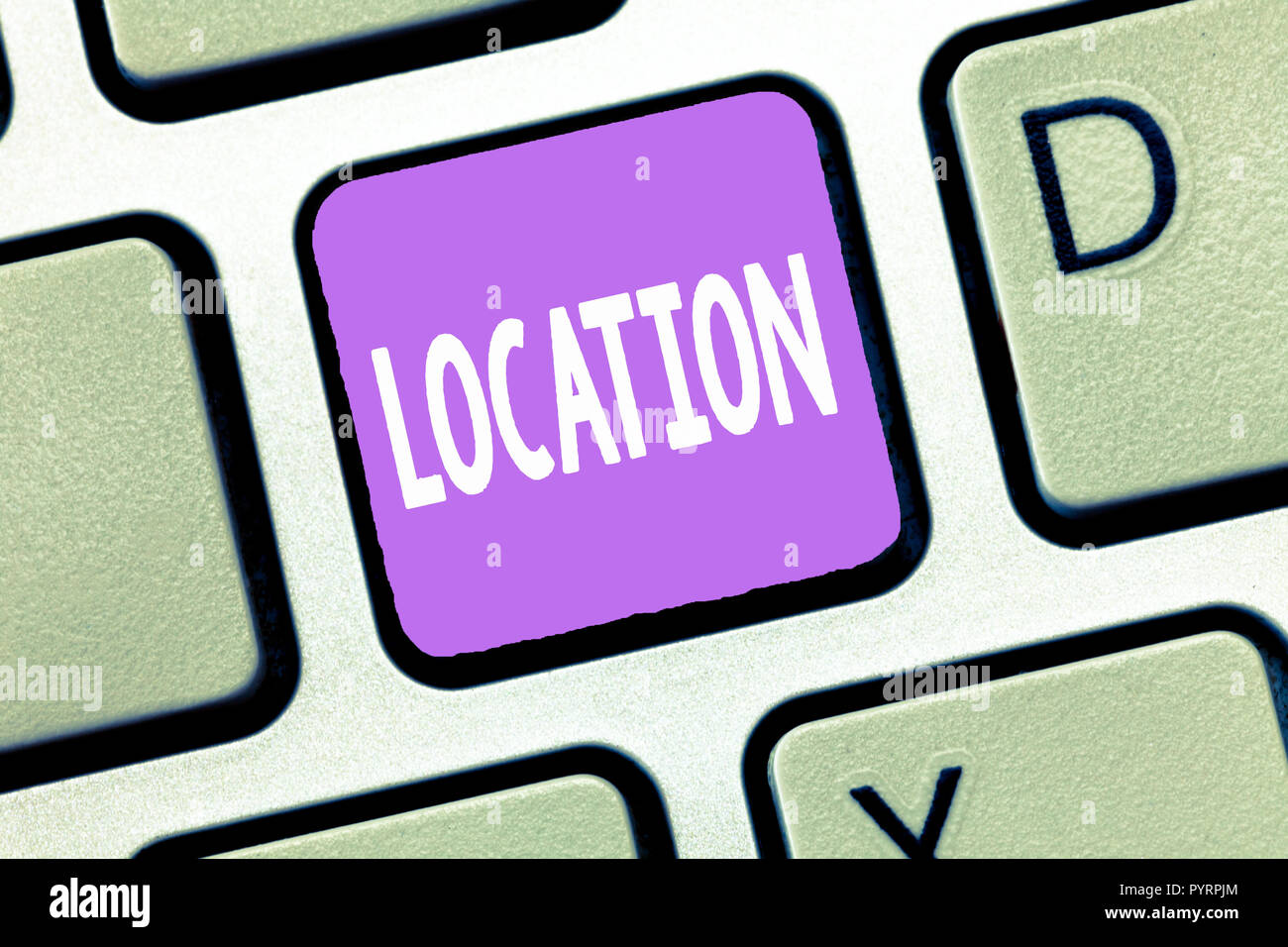 Handwriting text Location. Concept meaning particular place or position ...