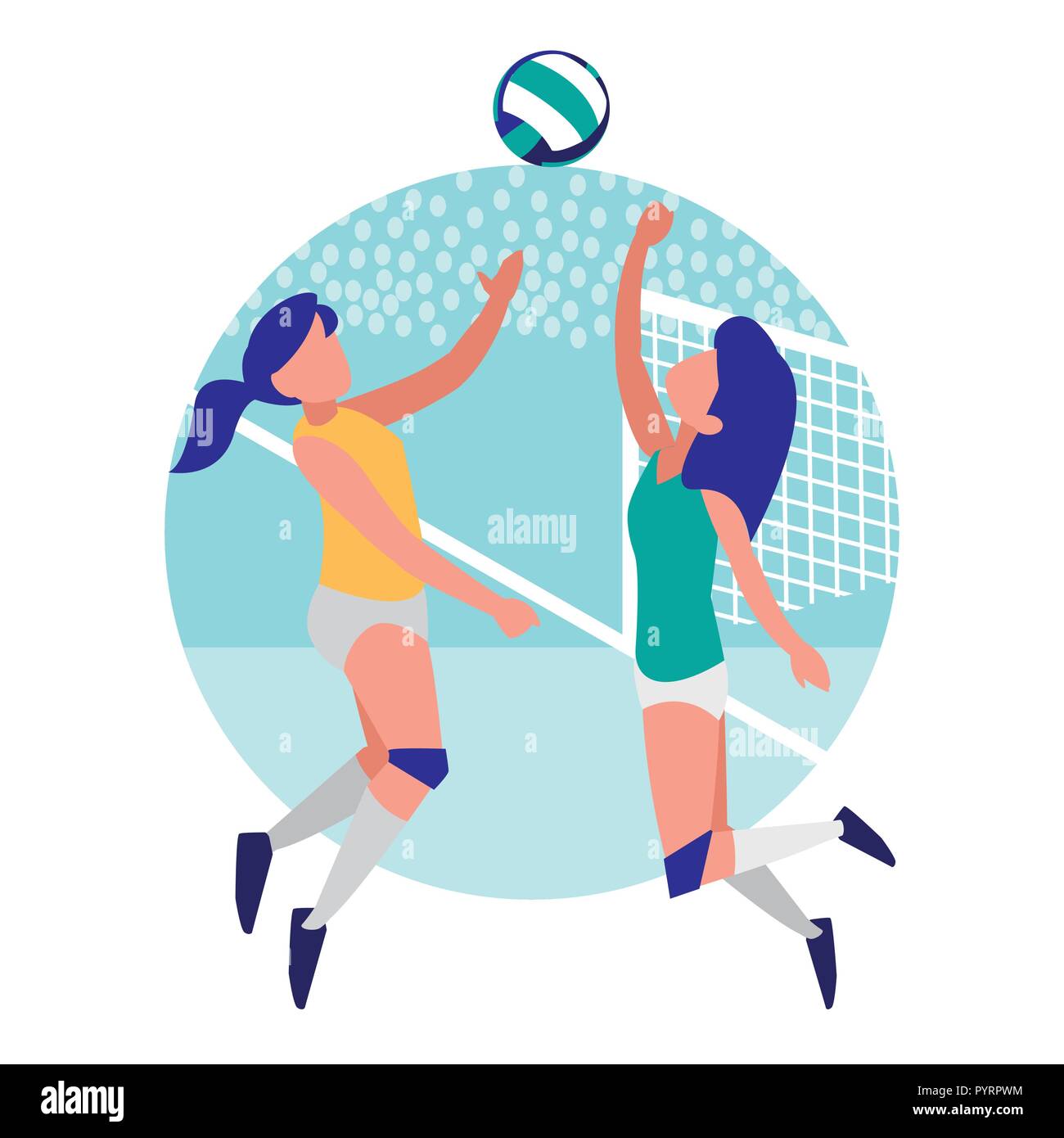 young girls playing volleyball vector illustration design Stock Vector ...