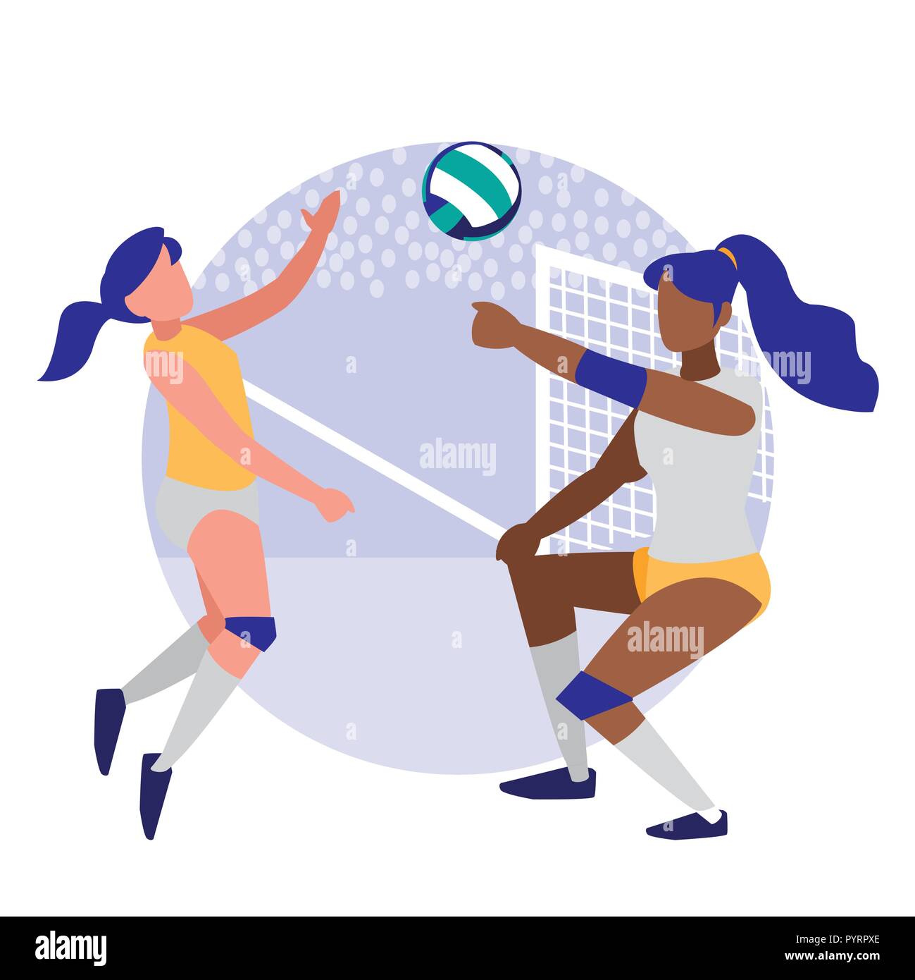 young girls playing volleyball vector illustration design Stock Vector ...