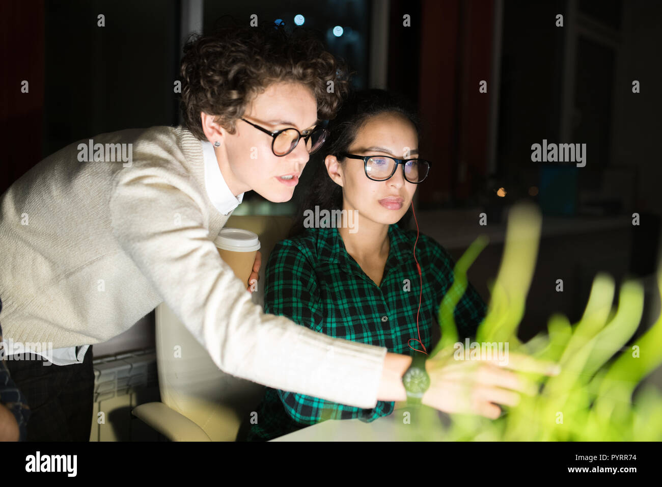 Business Women Working at Night Stock Photo - Alamy