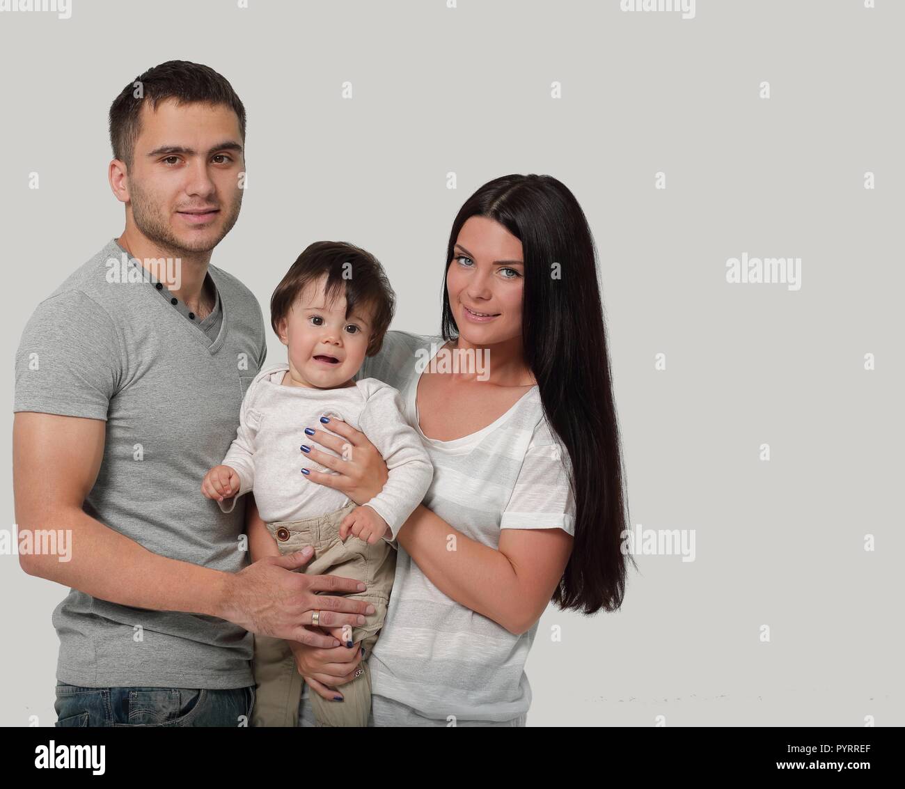 happy smiling family isolated on white background Stock Photo - Alamy