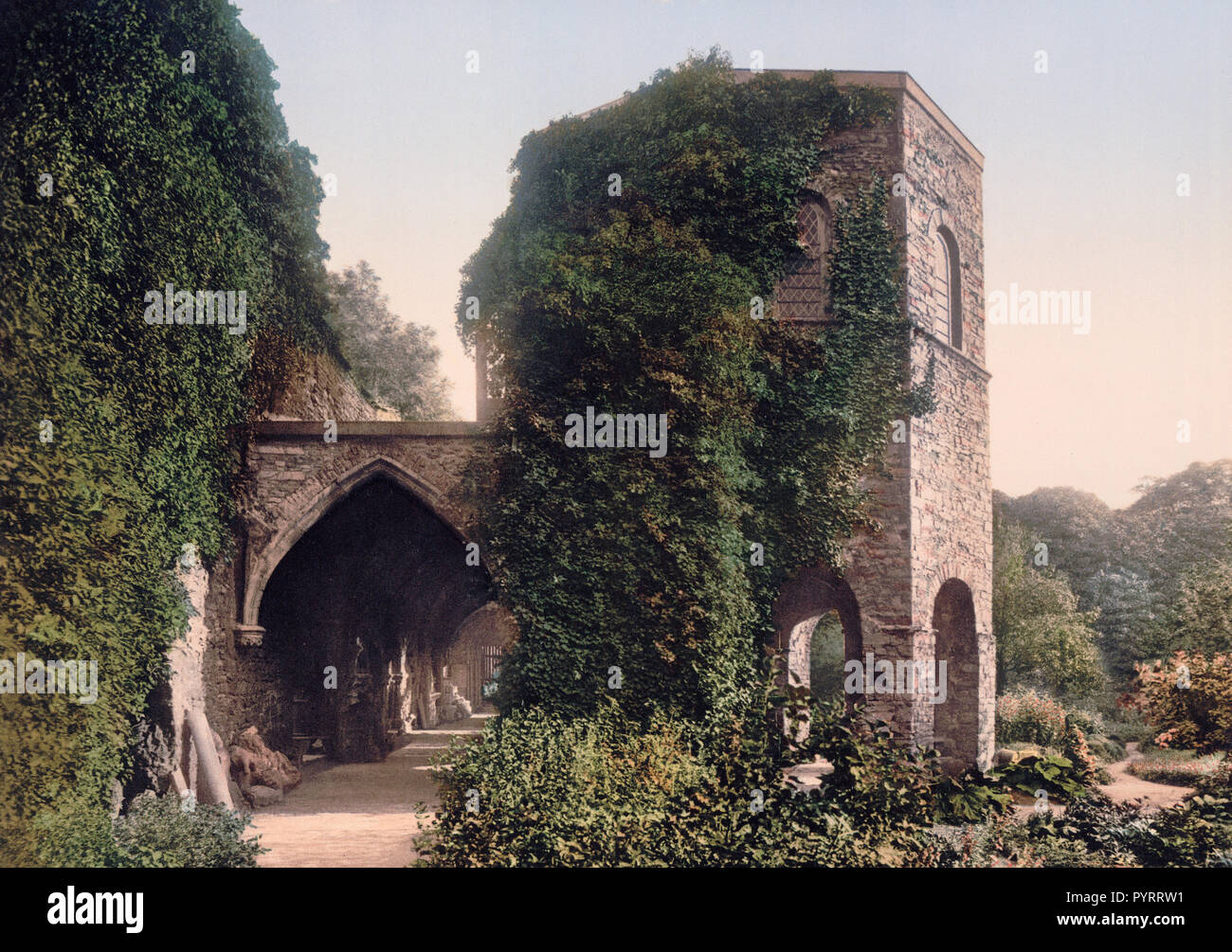 St. Bavon Abbey, the old tower, Ghent, Belgium ca. 1890-1900 Stock ...
