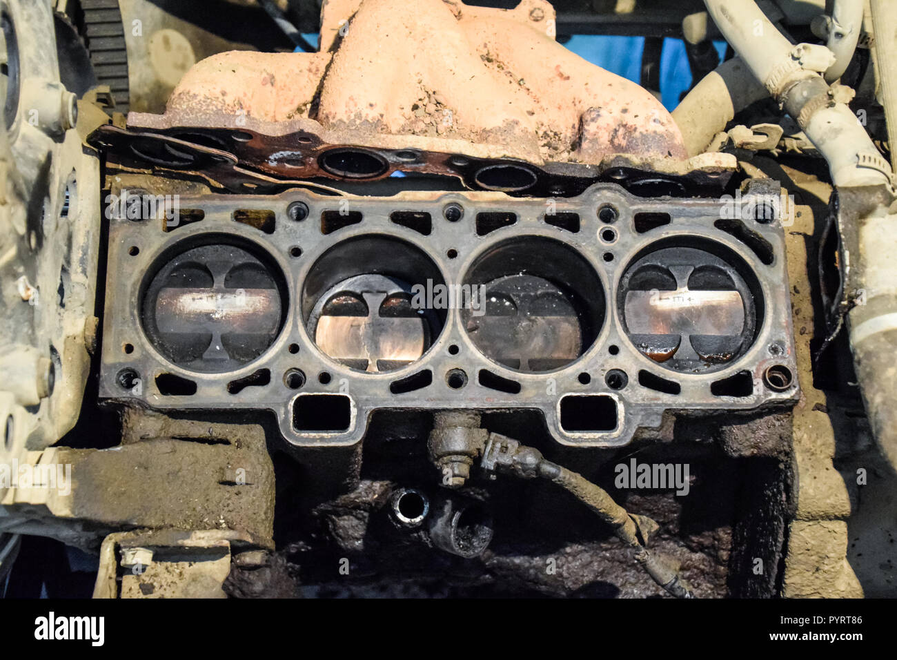 Disassembled car engine. Engine repair VAZ. Old car Stock Photo - Alamy