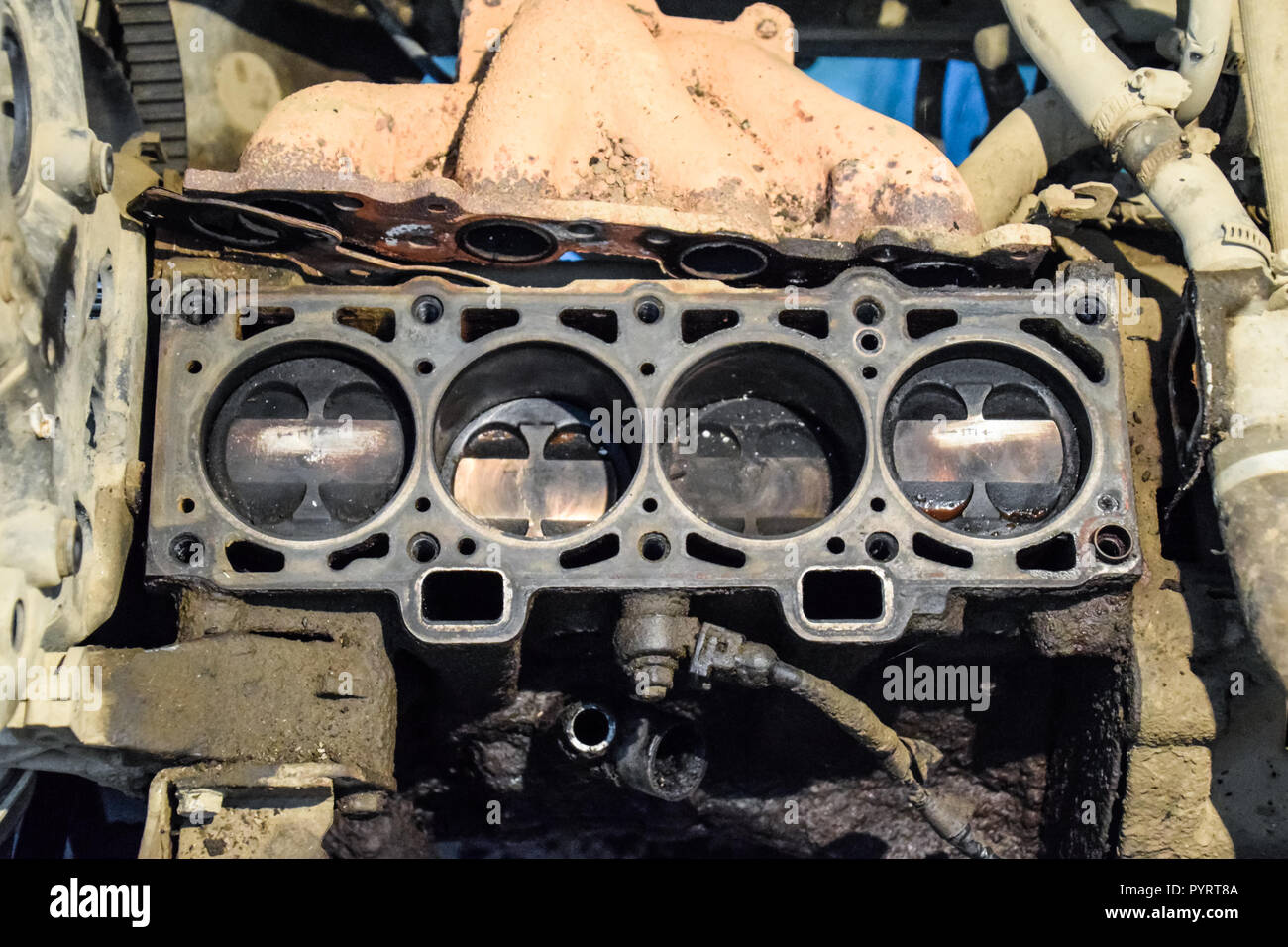 Disassembled car engine. Engine repair VAZ. Old car Stock Photo - Alamy