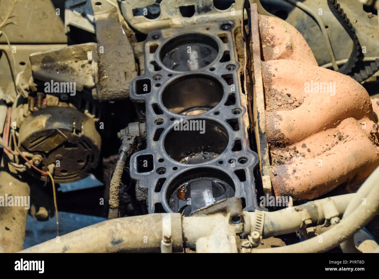 Disassembled car engine. Engine repair VAZ. Old car Stock Photo - Alamy