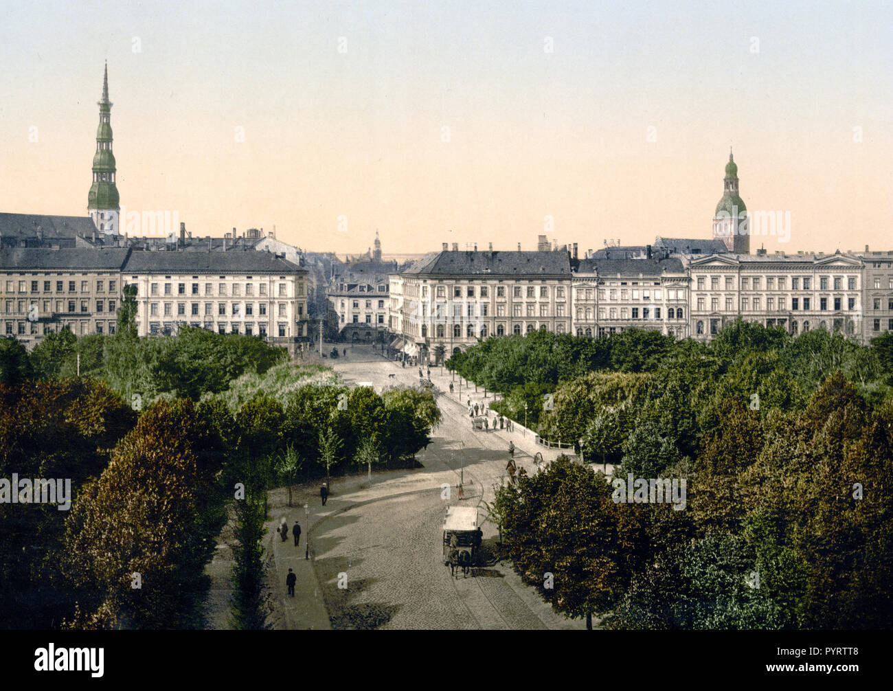 Kalkstrasse and the promenade, Riga, Russia, (i.e., Latvia) ca. 1890 ...
