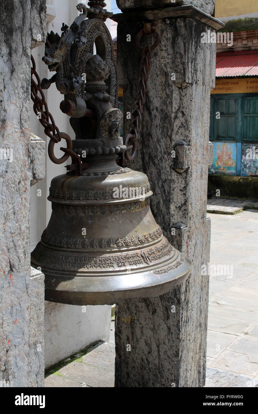 The bell around temple complex across Pashupatinath Temple in Kathmandu ...