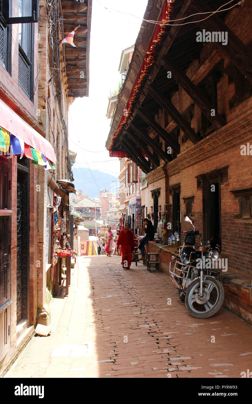 The street around Bhaktapur Durbar Square,an UNESCO Heritage in ...