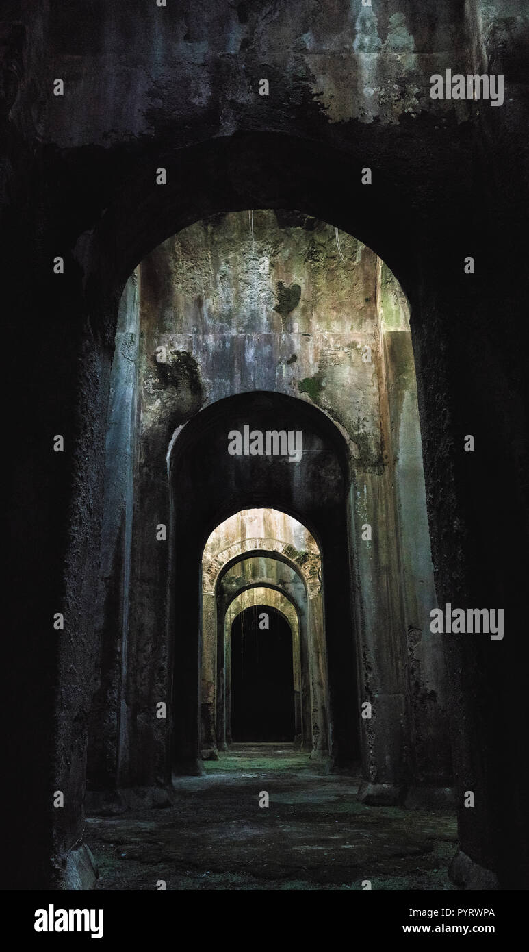 View of the Piscina Mirabilis, an ancient Roman cistern on the Bacoli ...