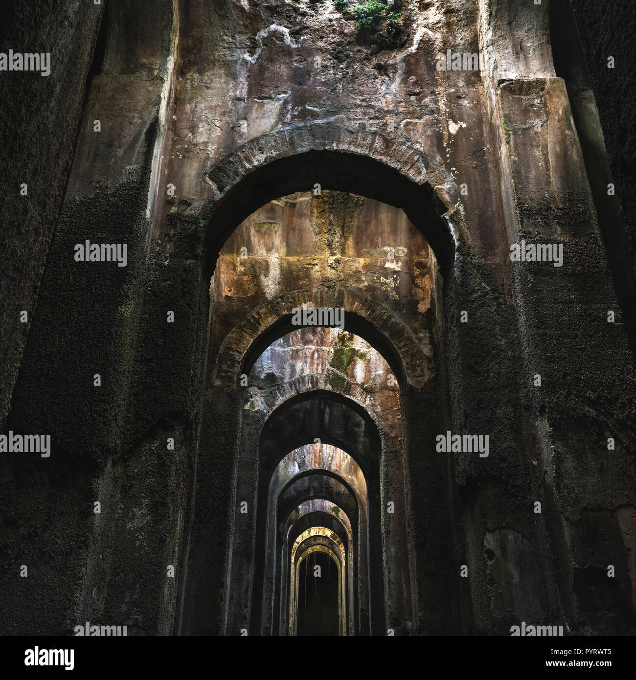 View of the Piscina Mirabilis, an ancient Roman cistern on the Bacoli ...