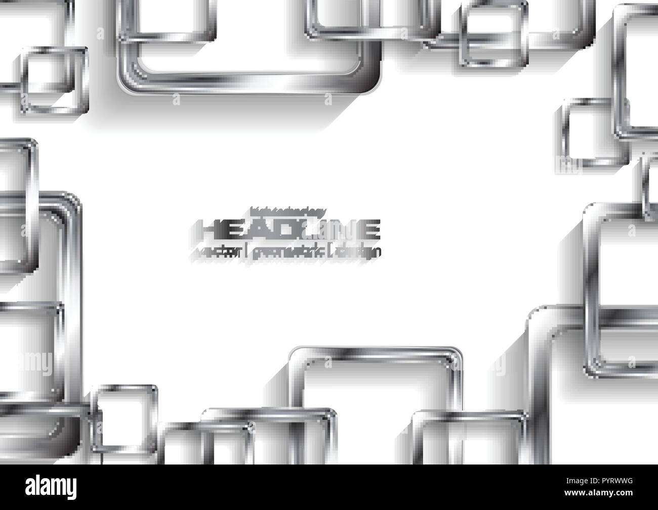 Silver metallic squares on white background. Tech abstract vector ...