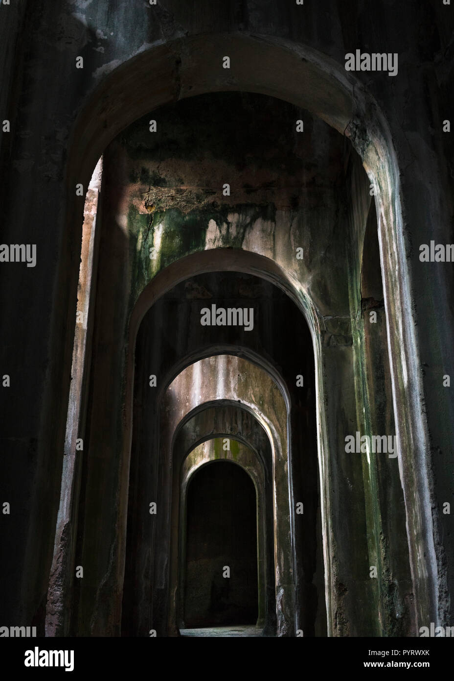 View of the Piscina Mirabilis, an ancient Roman cistern on the Bacoli ...
