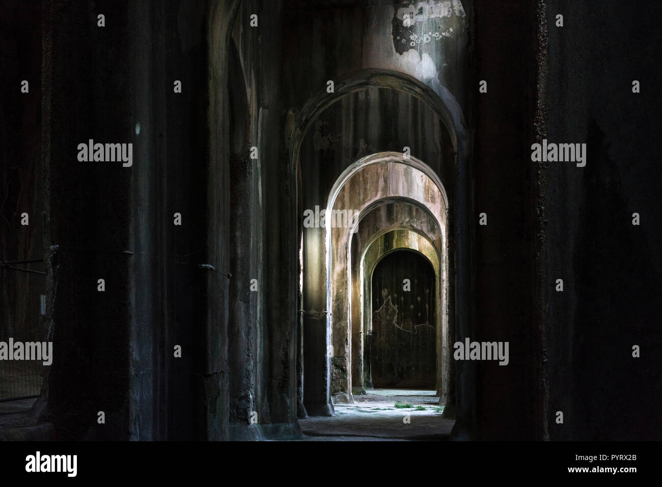 View of the Piscina Mirabilis, an ancient Roman cistern on the Bacoli ...