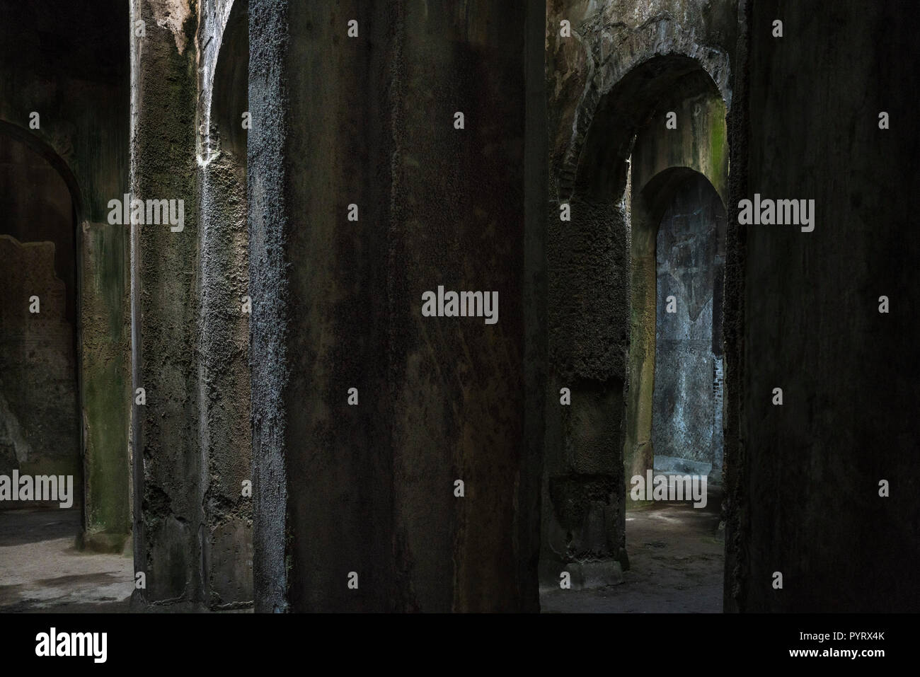 View of the Piscina Mirabilis, an ancient Roman cistern on the Bacoli ...